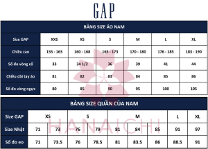 Bảng size gap và cách chọn size quần áo gap chuẩn xác nhất