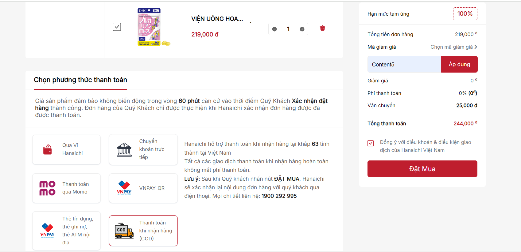 Phương thức thanh toán - Hanaichi Store